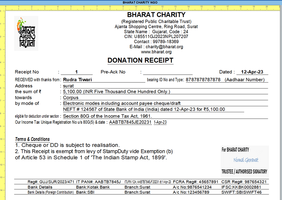 GENERATE DONATION RECEIPT AND FORM 10BD – TALLY CUSTOMISATION WITH TDL – CA Nirmal Ghorawat's Blog