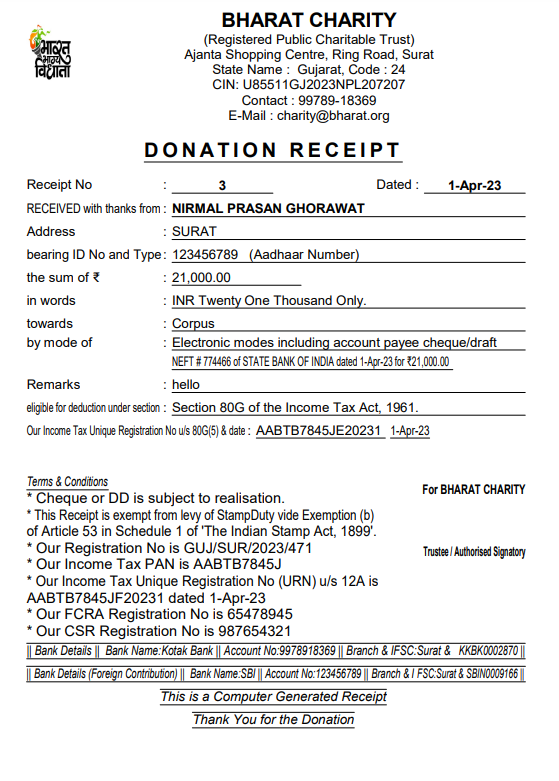 GENERATE DONATION RECEIPT AND FORM 10BD – TALLY CUSTOMISATION WITH TDL ...
